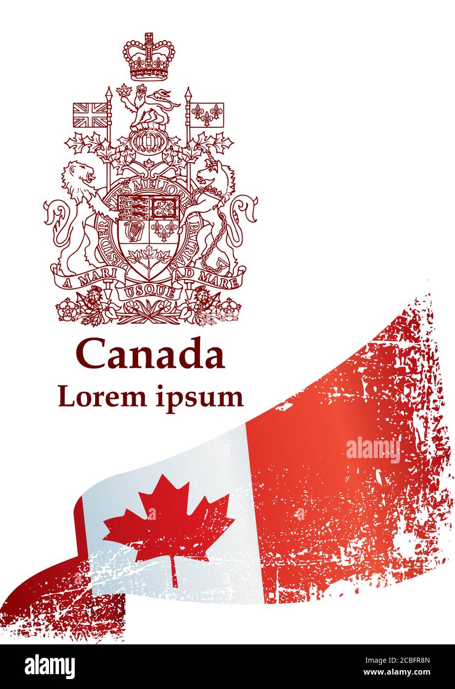 Flag of Canada, template for award design, an official document with ...