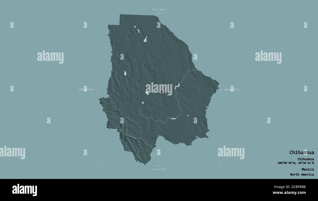 Area of Chihuahua, state of Mexico, isolated on a solid background in a ...