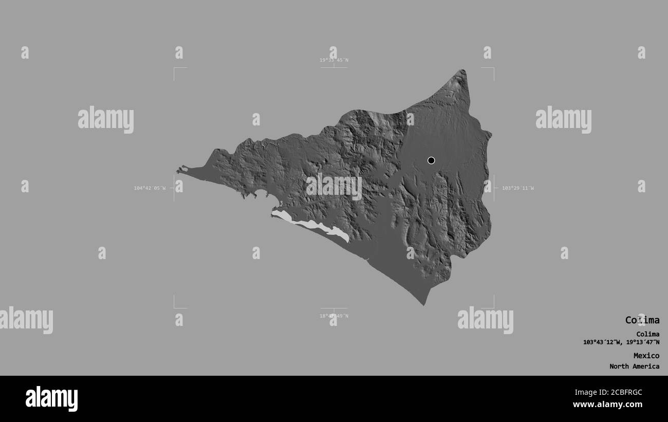 Area of Colima, state of Mexico, isolated on a solid background in a ...