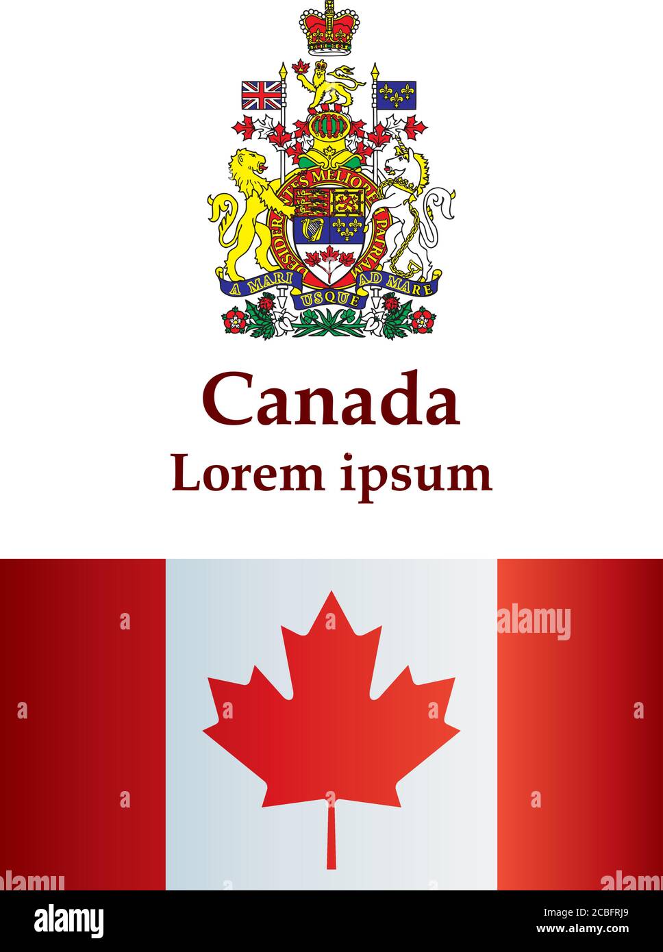 Flag of Canada, template for award design, an official document with ...