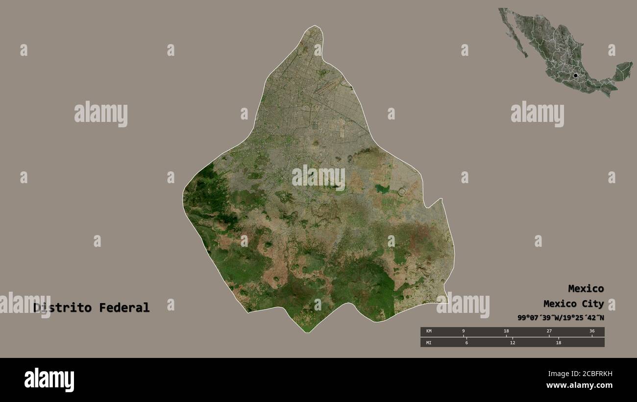 Shape of Distrito Federal, federal district of Mexico, with its capital ...