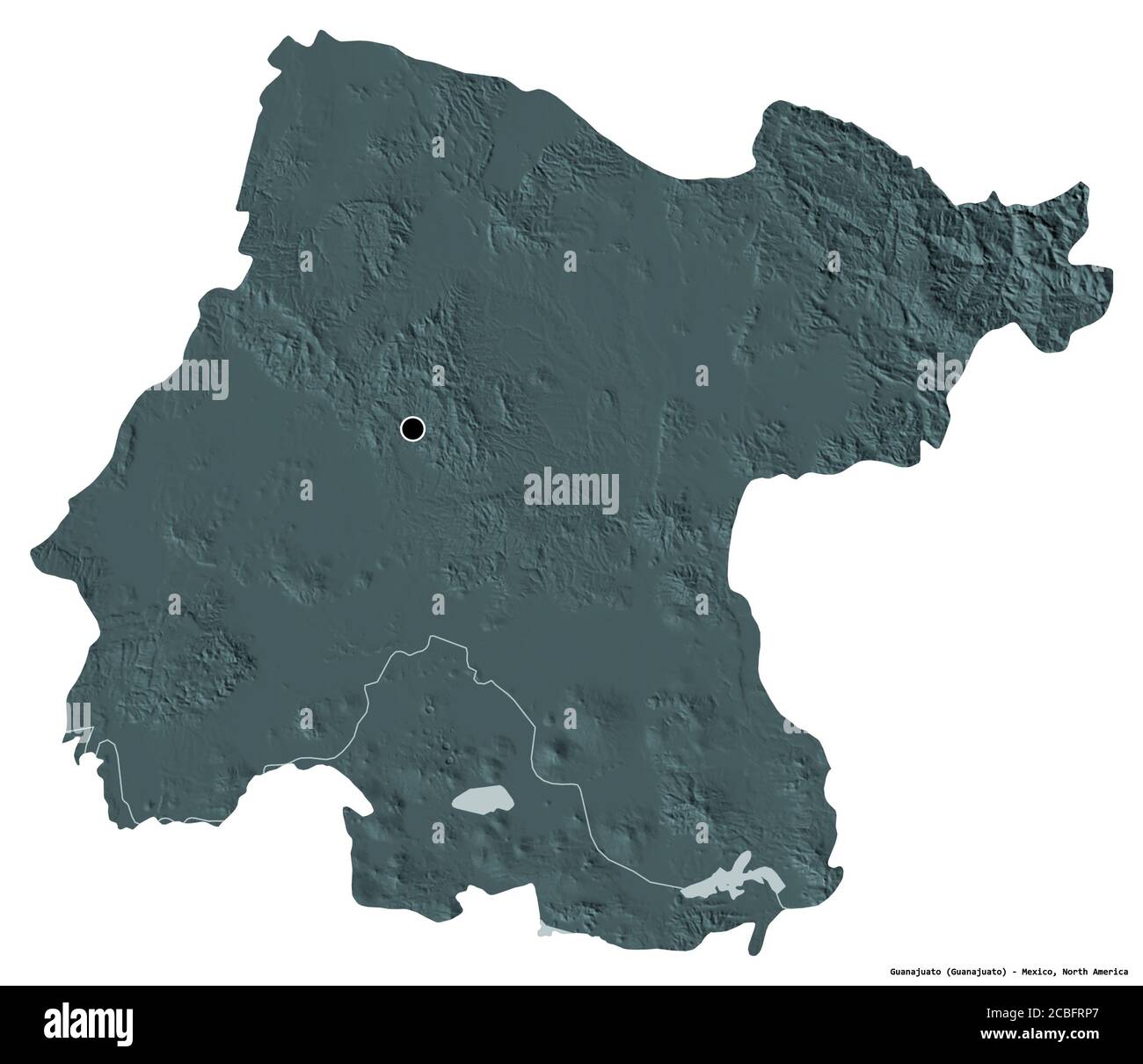 Shape of Guanajuato, state of Mexico, with its capital isolated on ...