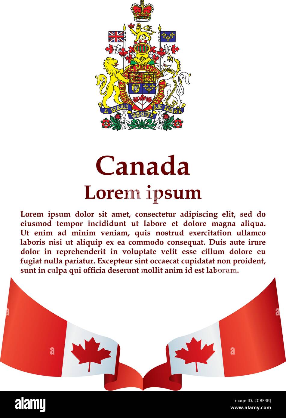 Flag of Canada, template for award design, an official document with ...