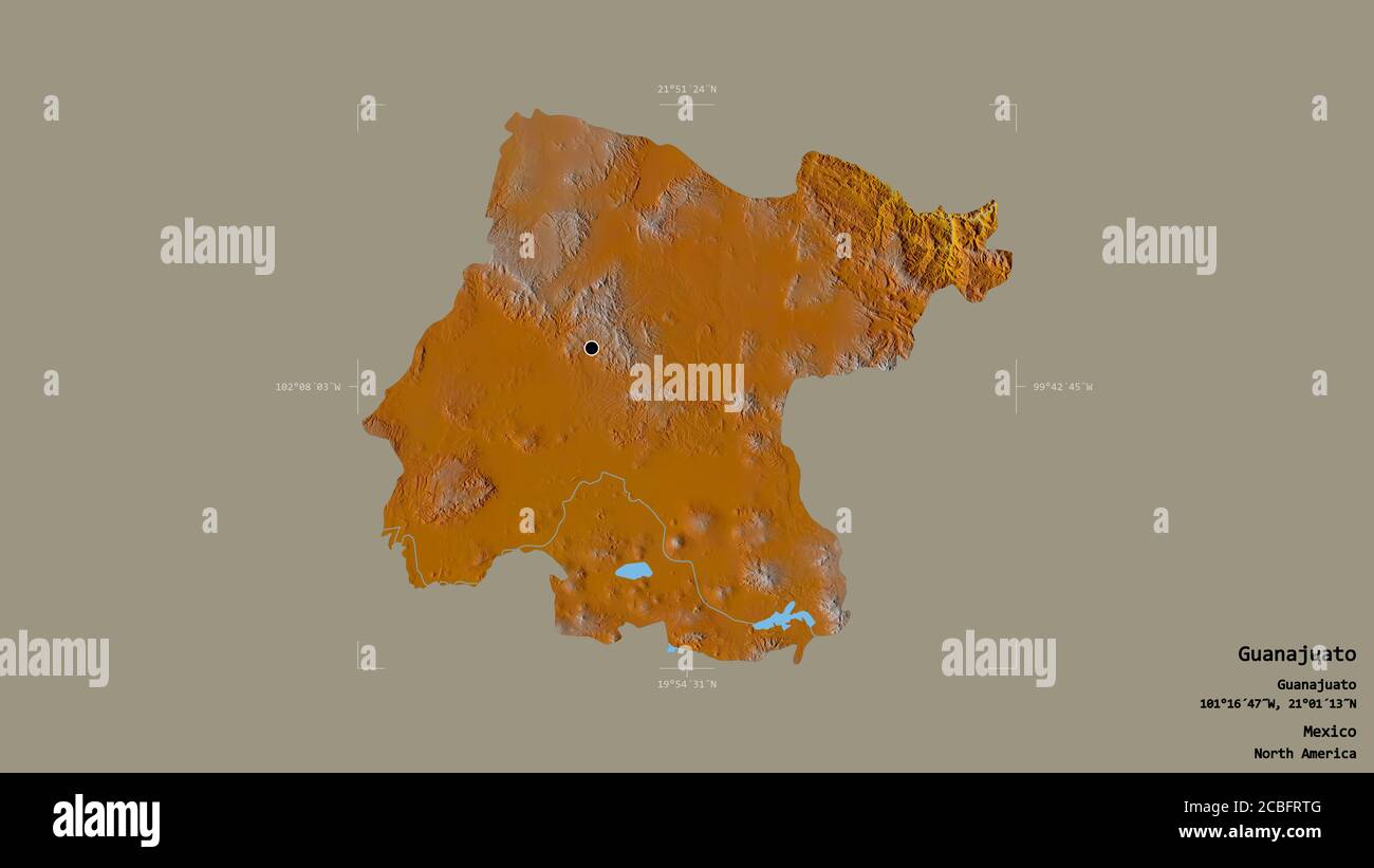 Area of Guanajuato, state of Mexico, isolated on a solid background in ...