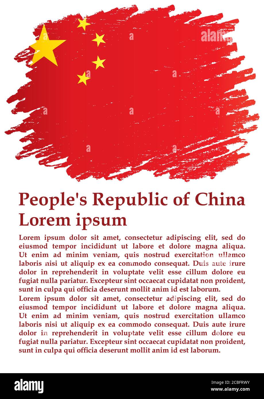 Flag of China, People's Republic of China, East Asia. Template for ...