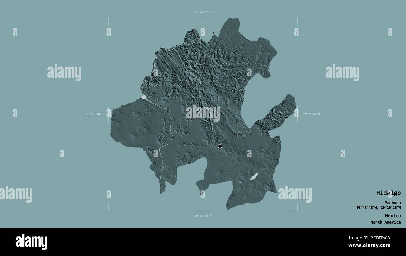 Area of Hidalgo, state of Mexico, isolated on a solid background in a ...