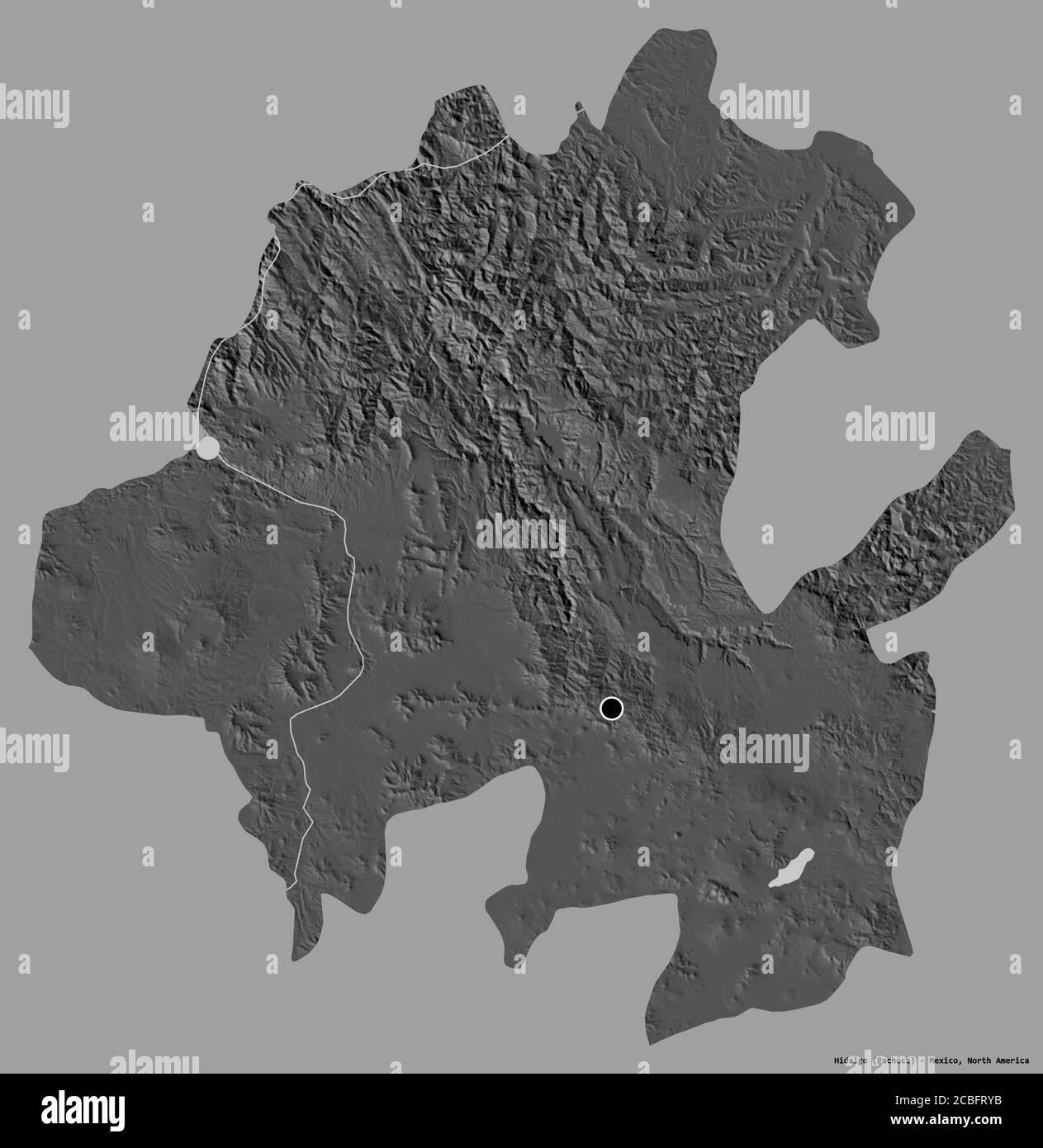 Shape of Hidalgo, state of Mexico, with its capital isolated on a solid ...
