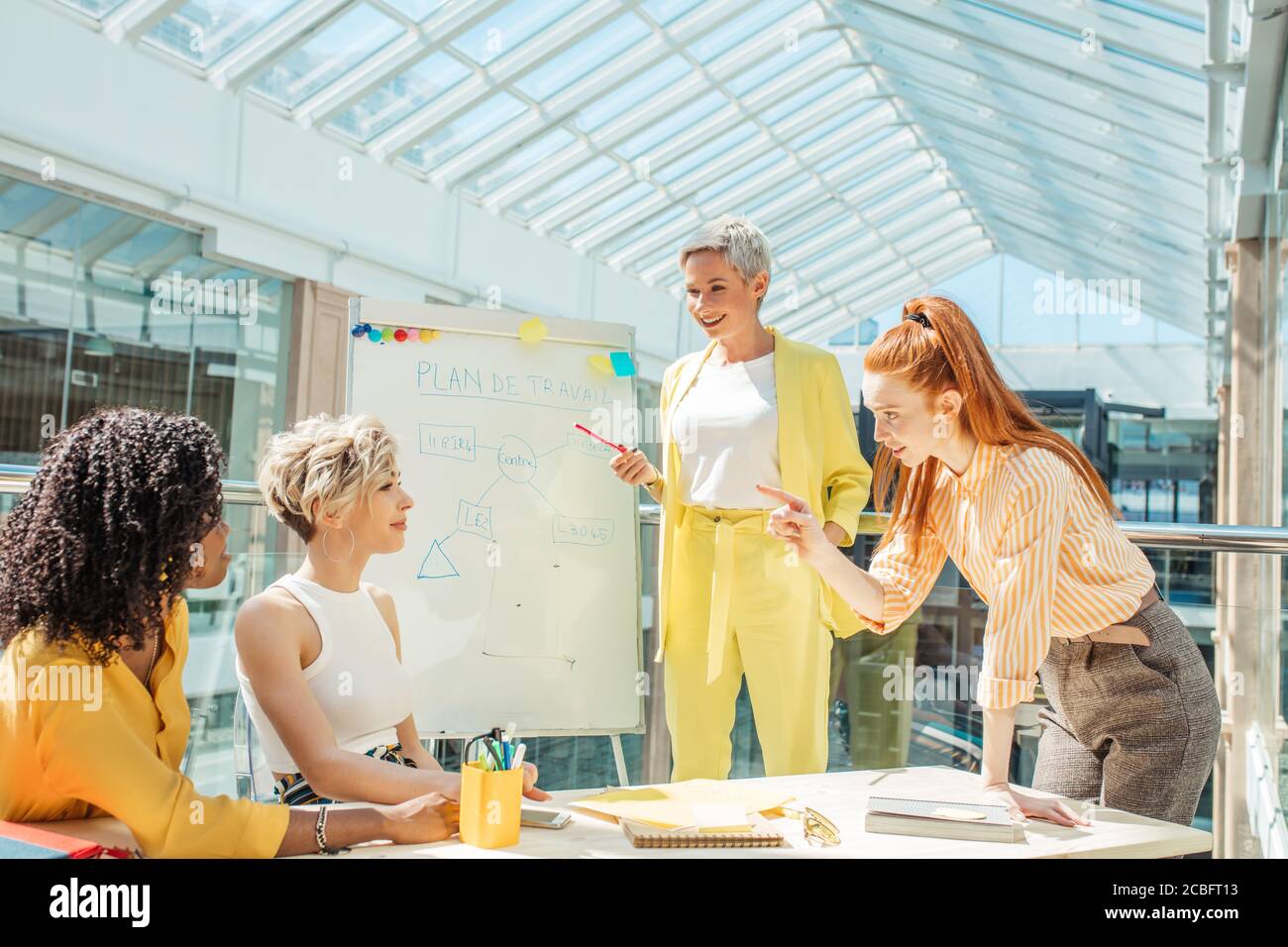 ambitious team creates unique image. stylish model giving ...