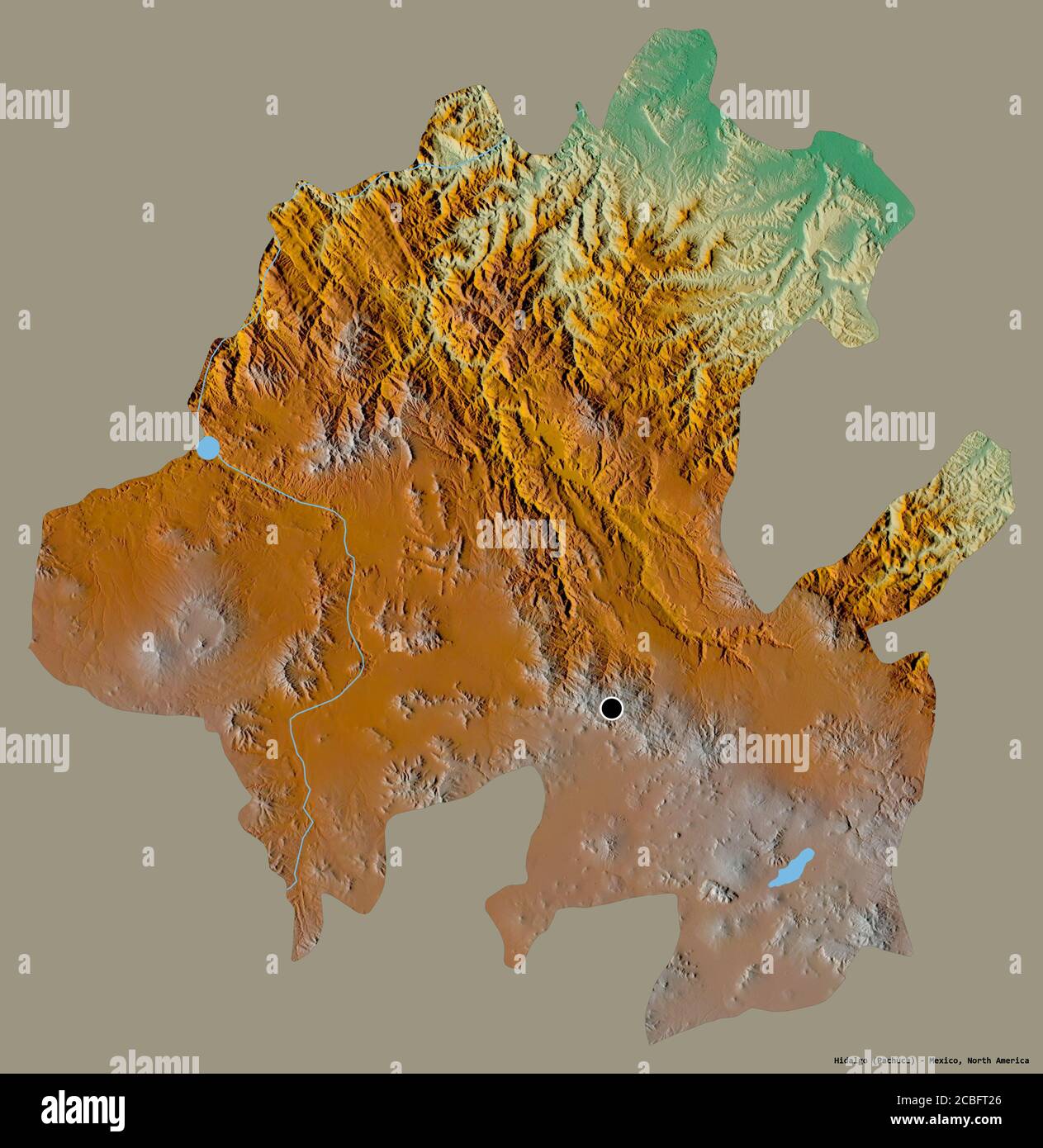 Shape of Hidalgo, state of Mexico, with its capital isolated on a solid ...