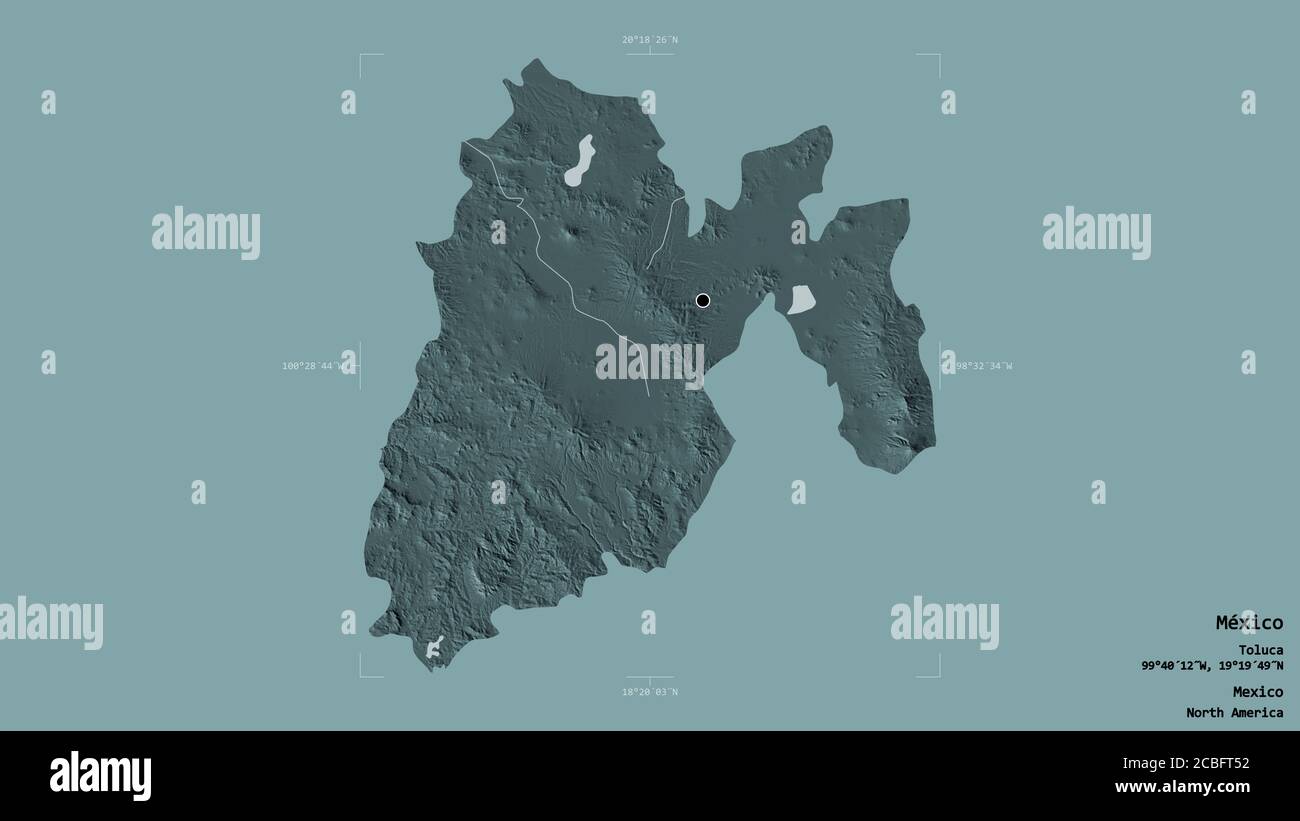 Area of México, state of Mexico, isolated on a solid background in a ...