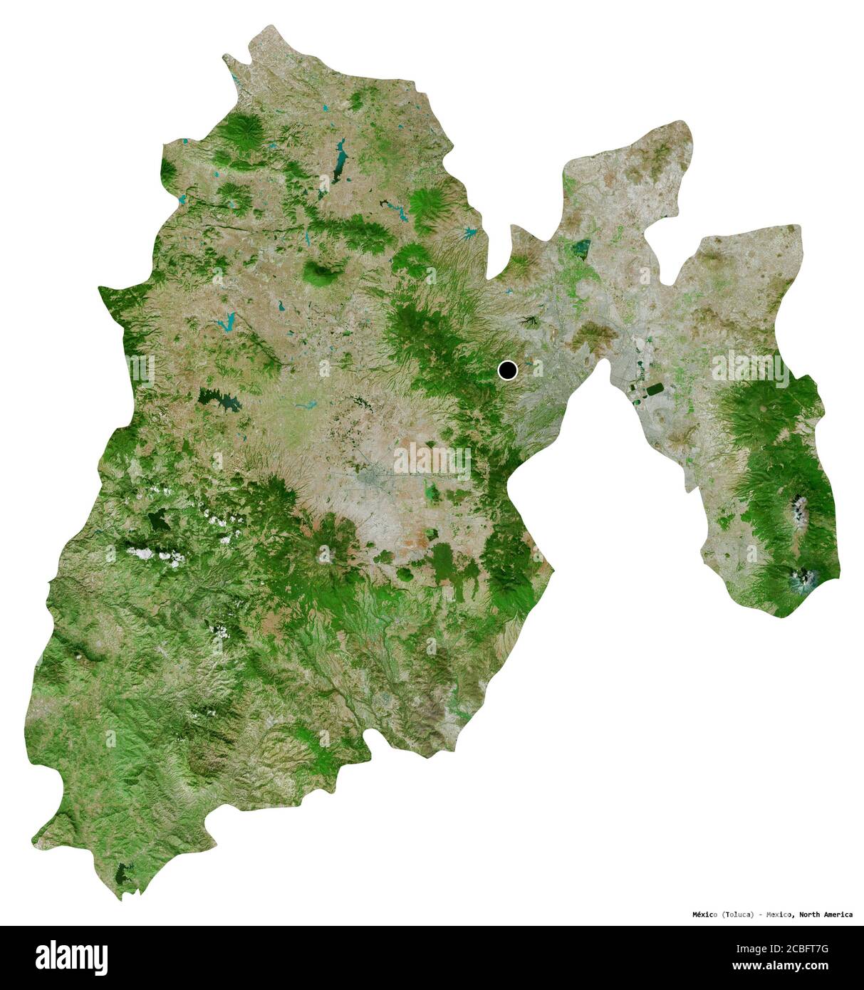 Shape of México, state of Mexico, with its capital isolated on white ...