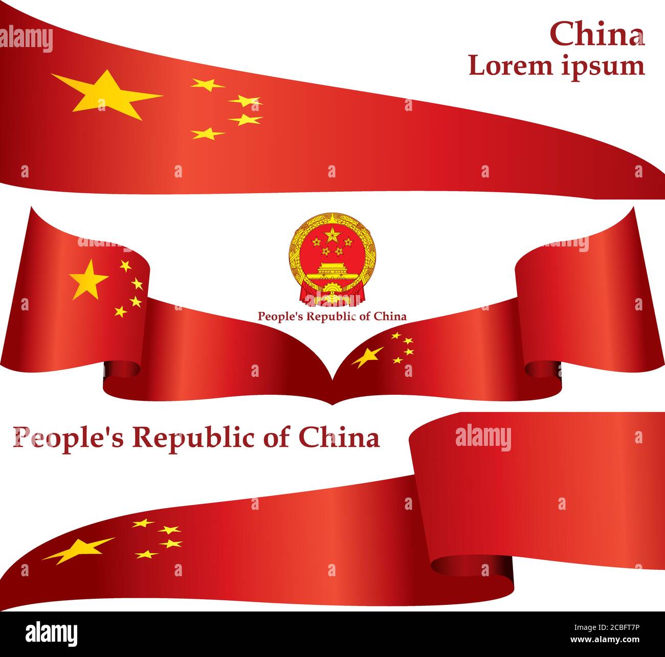 Flag of China, People's Republic of China, East Asia. Template for ...
