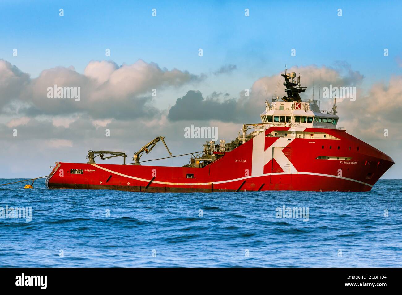 NORTH SEA, NORWAY - 2015 JANUARY 19. Anchor Handling Tug Ship AHTS KL ...