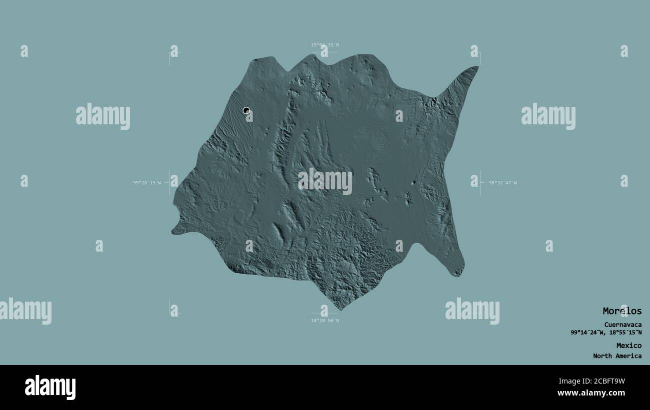 Area of Morelos, state of Mexico, isolated on a solid background in a ...