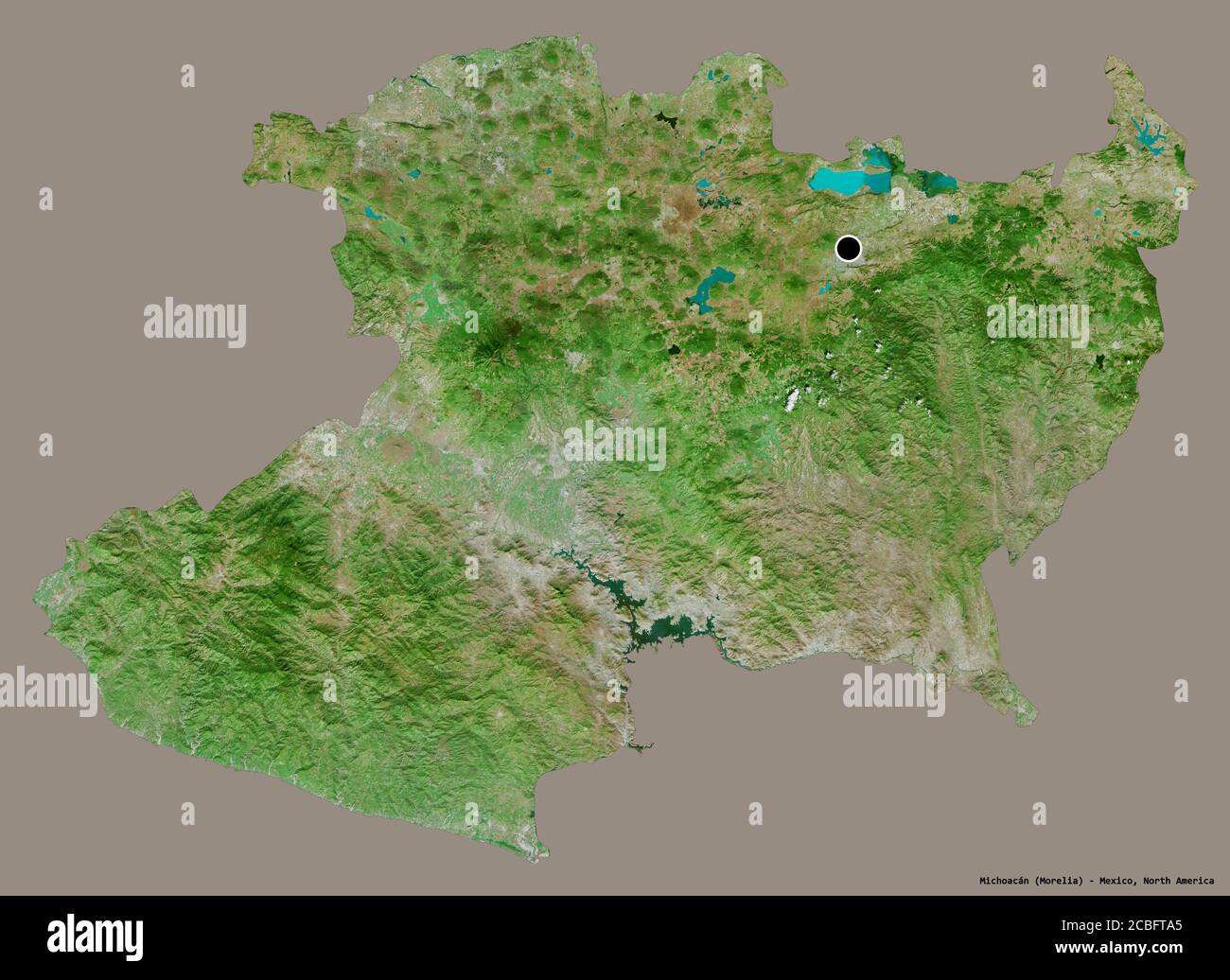 Shape of Michoacán, state of Mexico, with its capital isolated on a ...