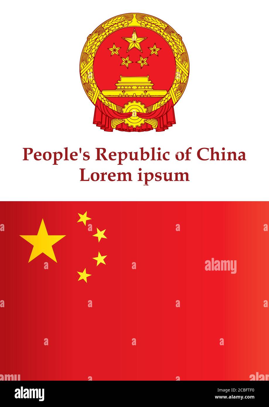 Flag of China, People's Republic of China, East Asia. Template for ...