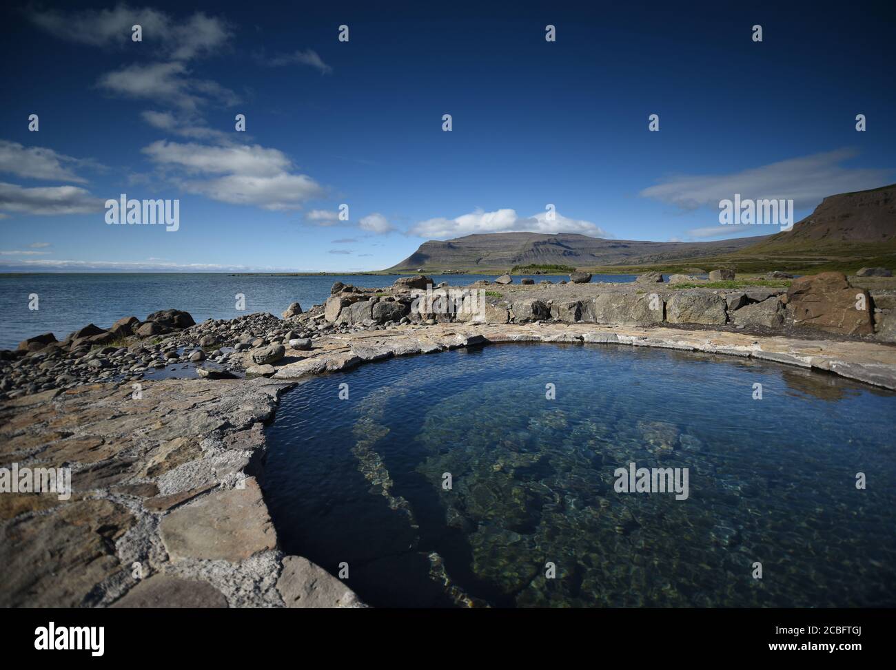 Krosslaug Geothermal Hot Pot, Westfjords Iceland Stock Photo - Alamy
