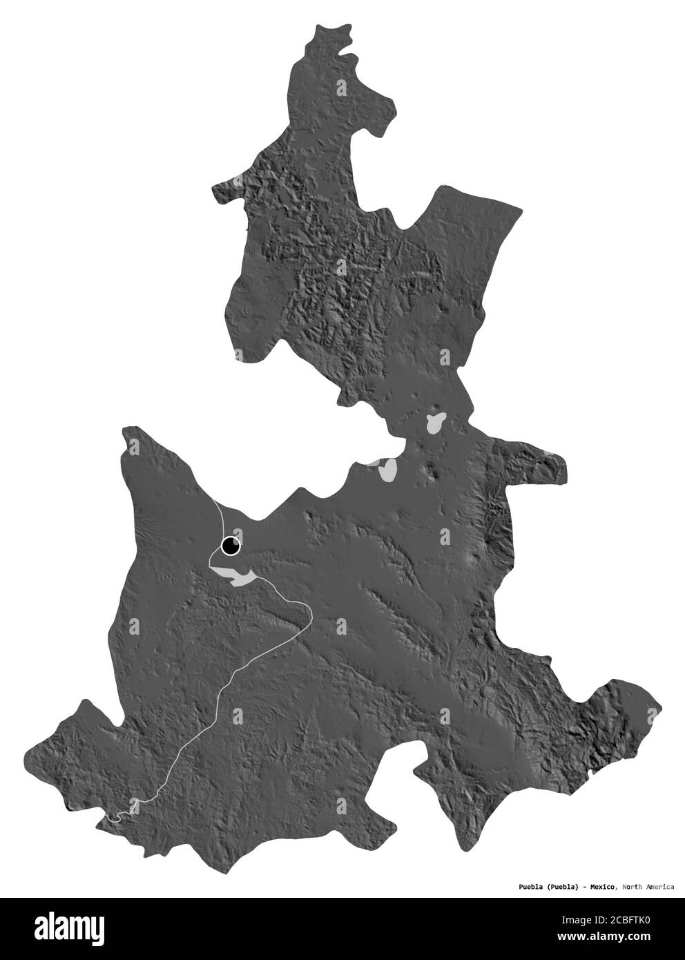 Shape of Puebla, state of Mexico, with its capital isolated on white ...