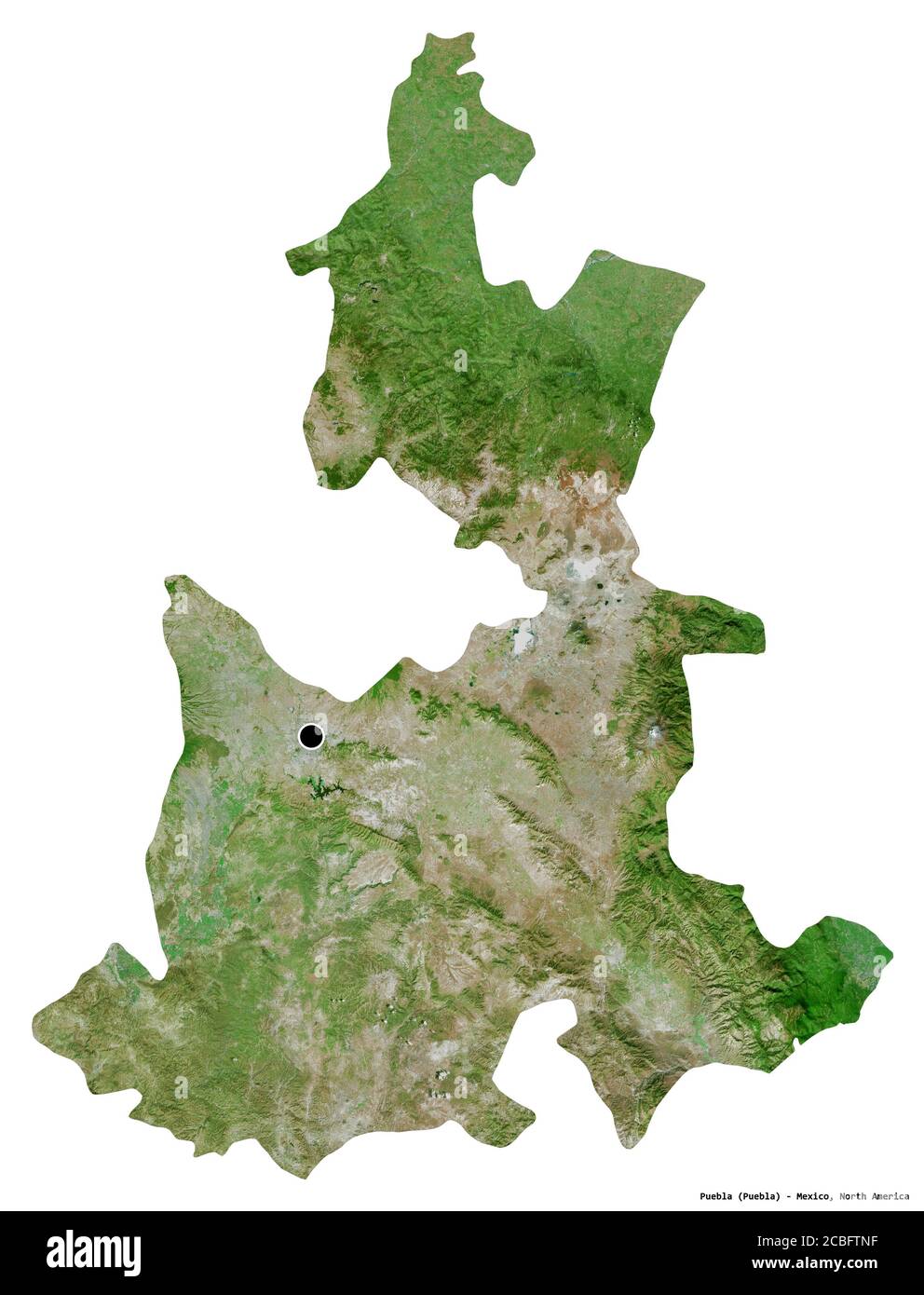 Shape of Puebla, state of Mexico, with its capital isolated on white ...
