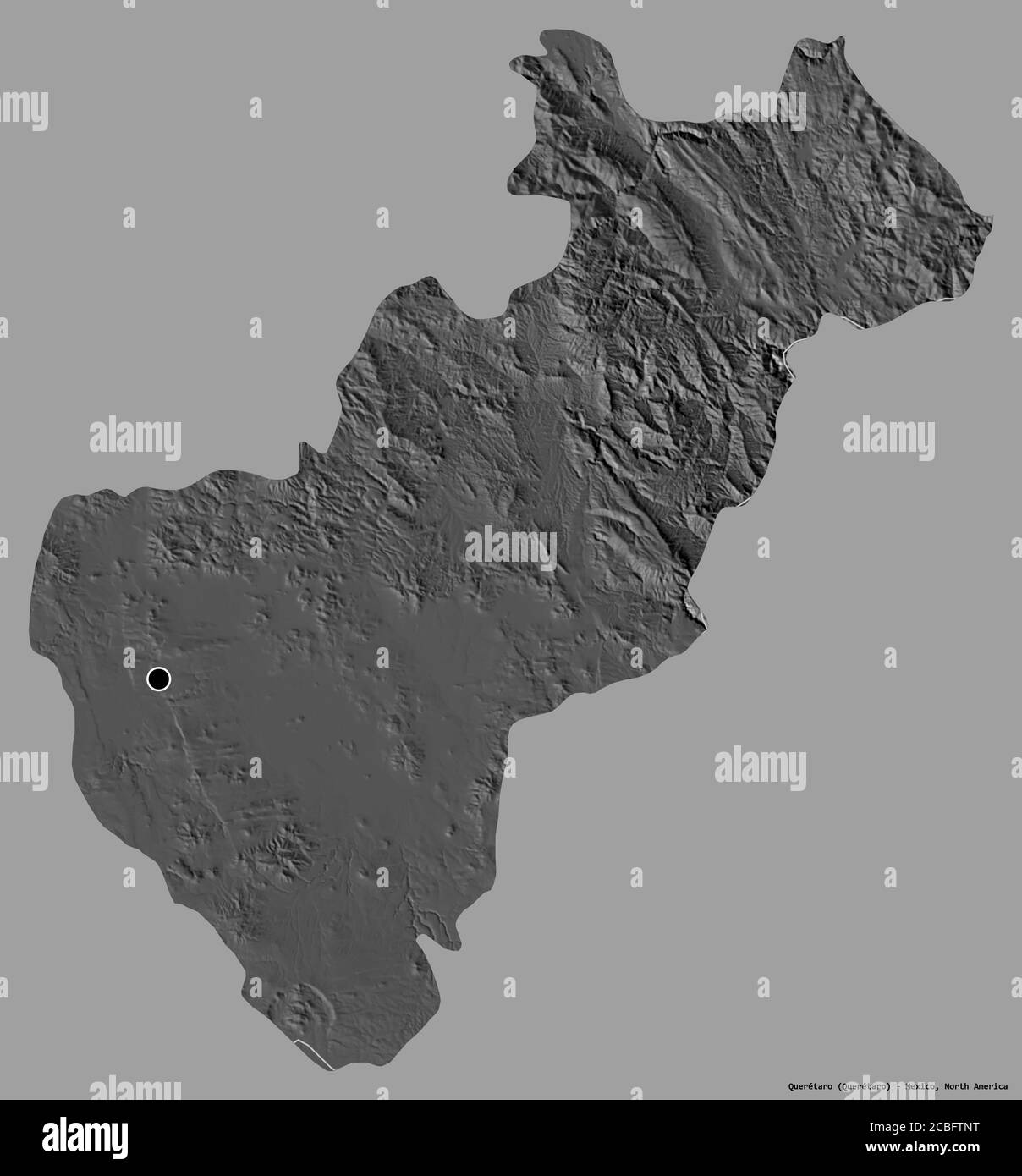 Shape of Querétaro, state of Mexico, with its capital isolated on a ...