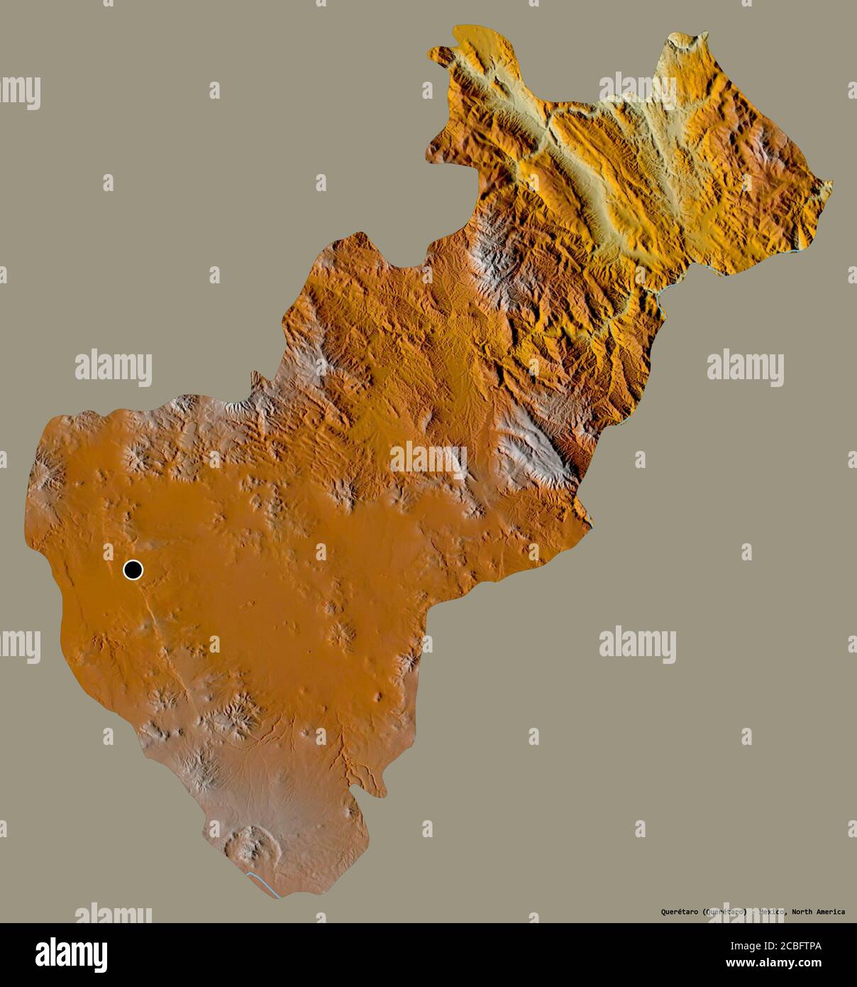 Shape of Querétaro, state of Mexico, with its capital isolated on a ...