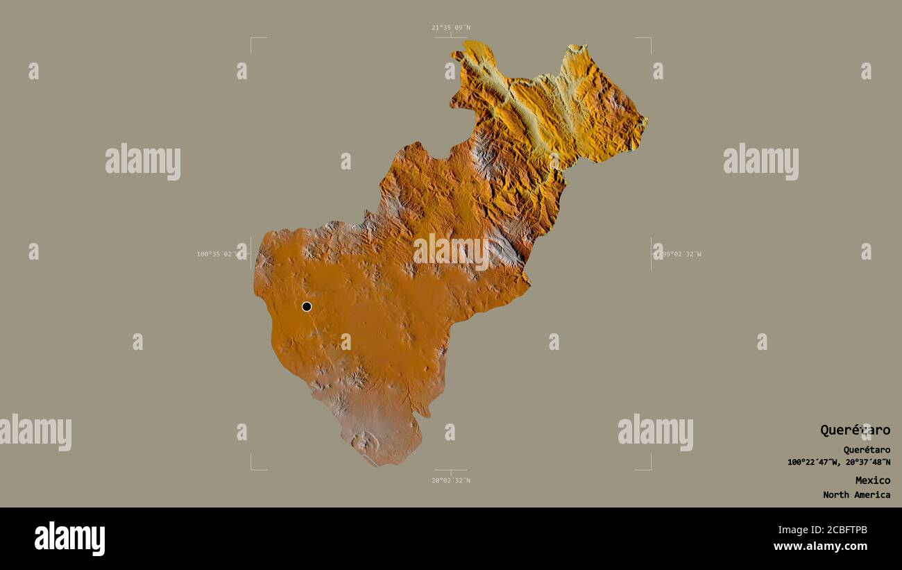 Area of Querétaro, state of Mexico, isolated on a solid background in a ...