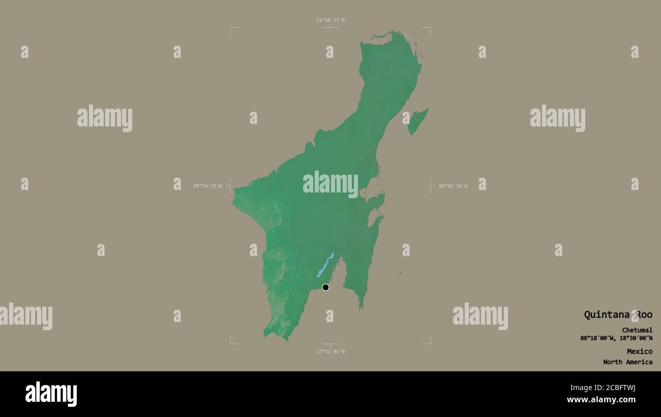 Area of Quintana Roo, state of Mexico, isolated on a solid background ...