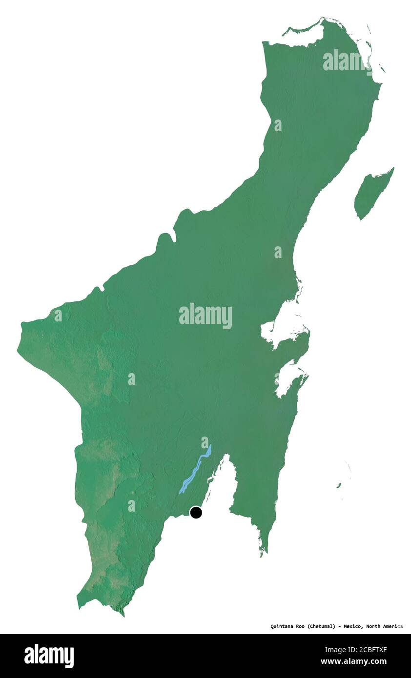 Shape of Quintana Roo, state of Mexico, with its capital isolated on ...