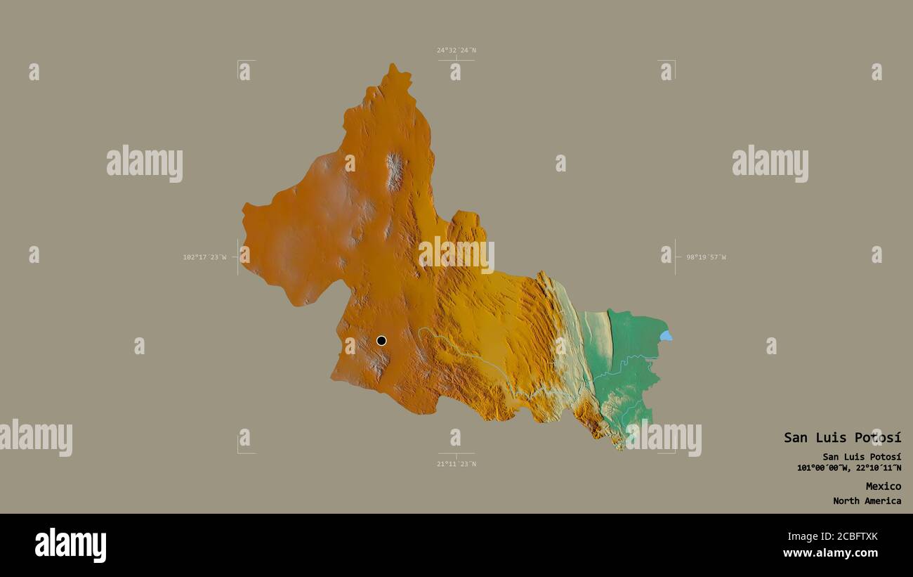Area of San Luis Potosí, state of Mexico, isolated on a solid ...