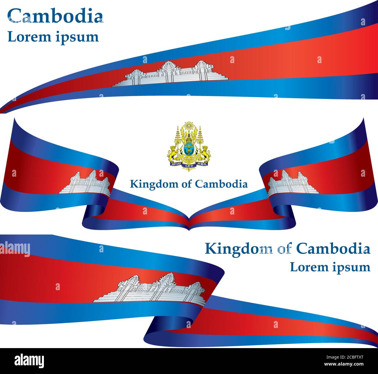 Flag of Cambodia, Kingdom of Cambodia. Southeast Asia. Template for ...