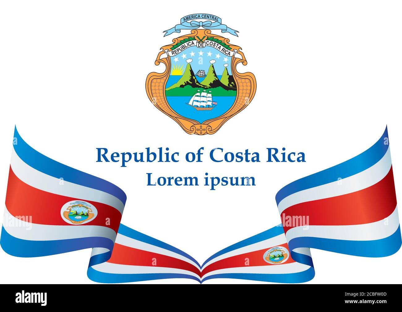 Flag of Costa Rica, Republic of Costa Rica. Template for award design ...