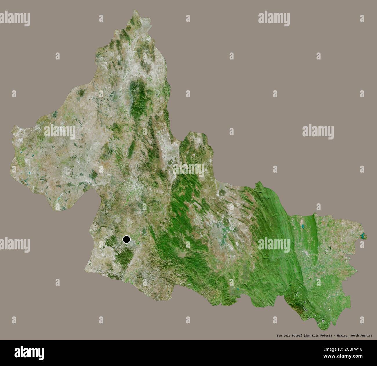 Shape of San Luis Potosí, state of Mexico, with its capital isolated on ...