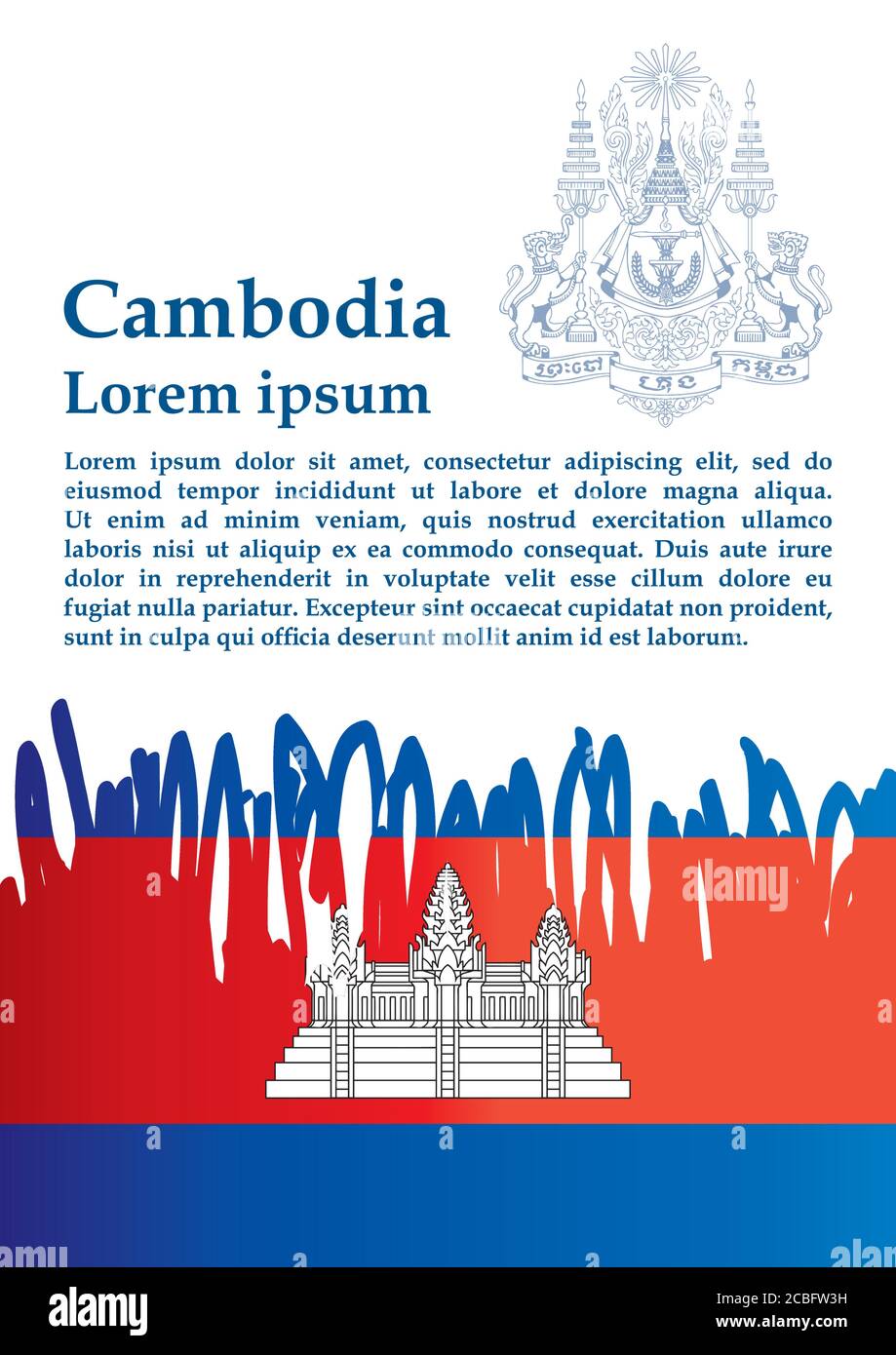 Flag of Cambodia, Kingdom of Cambodia. Southeast Asia. Template for ...