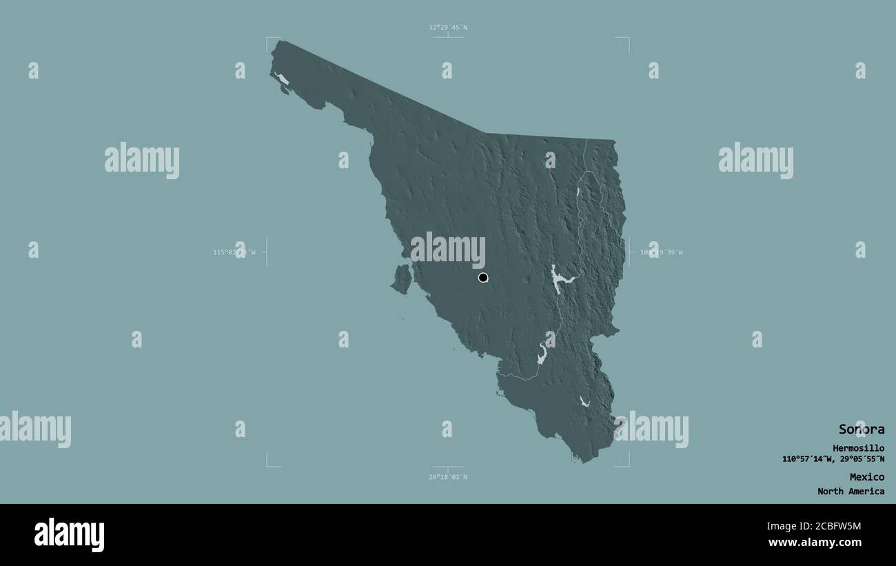 Area of Sonora, state of Mexico, isolated on a solid background in a ...