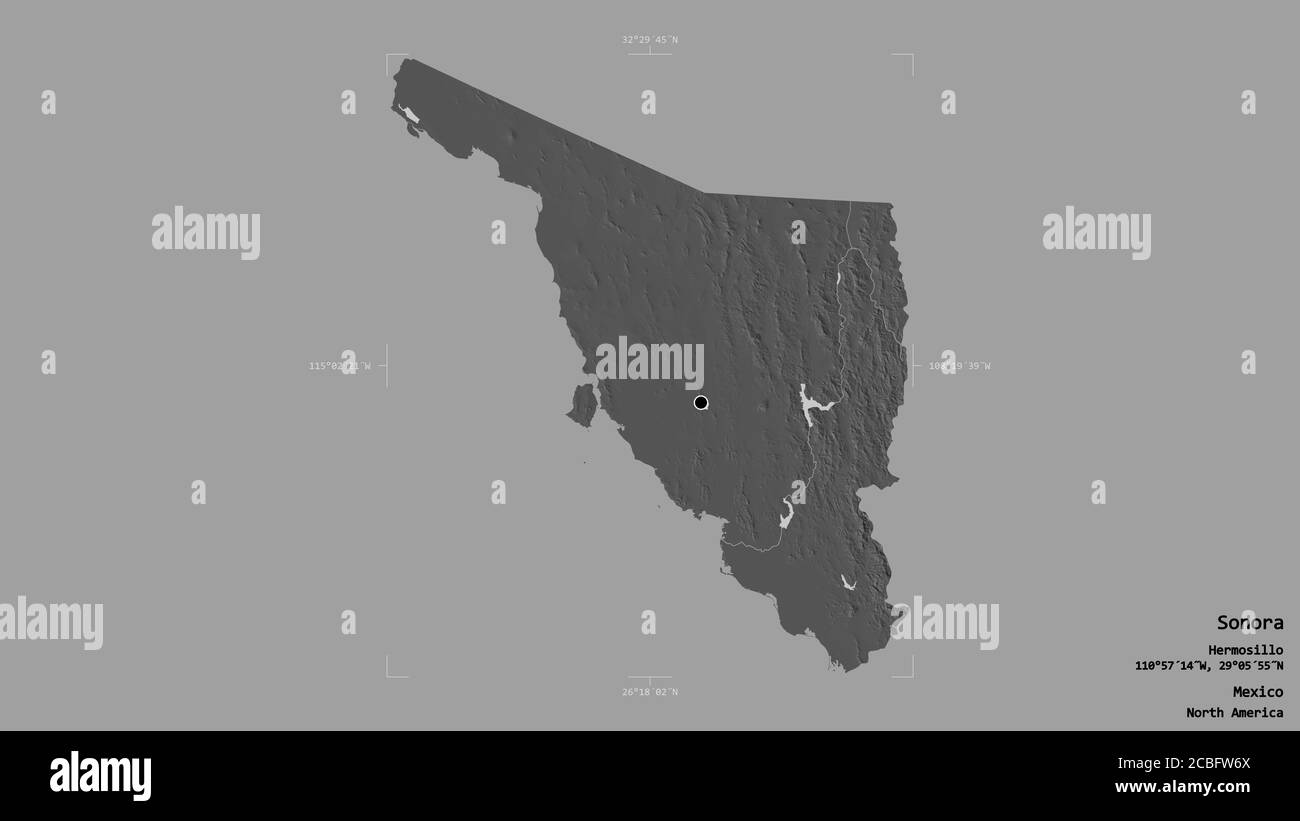 Area of Sonora, state of Mexico, isolated on a solid background in a ...