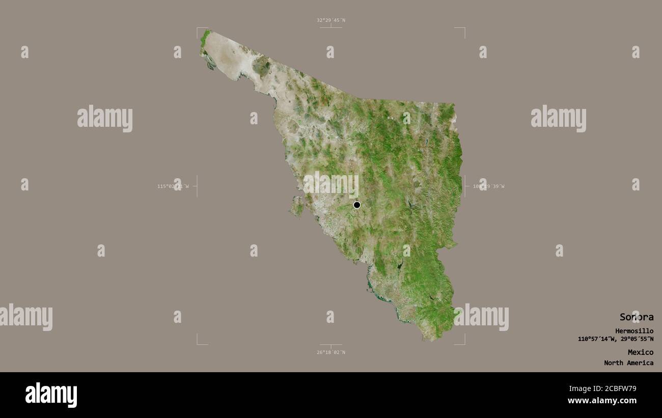 Area of Sonora, state of Mexico, isolated on a solid background in a ...