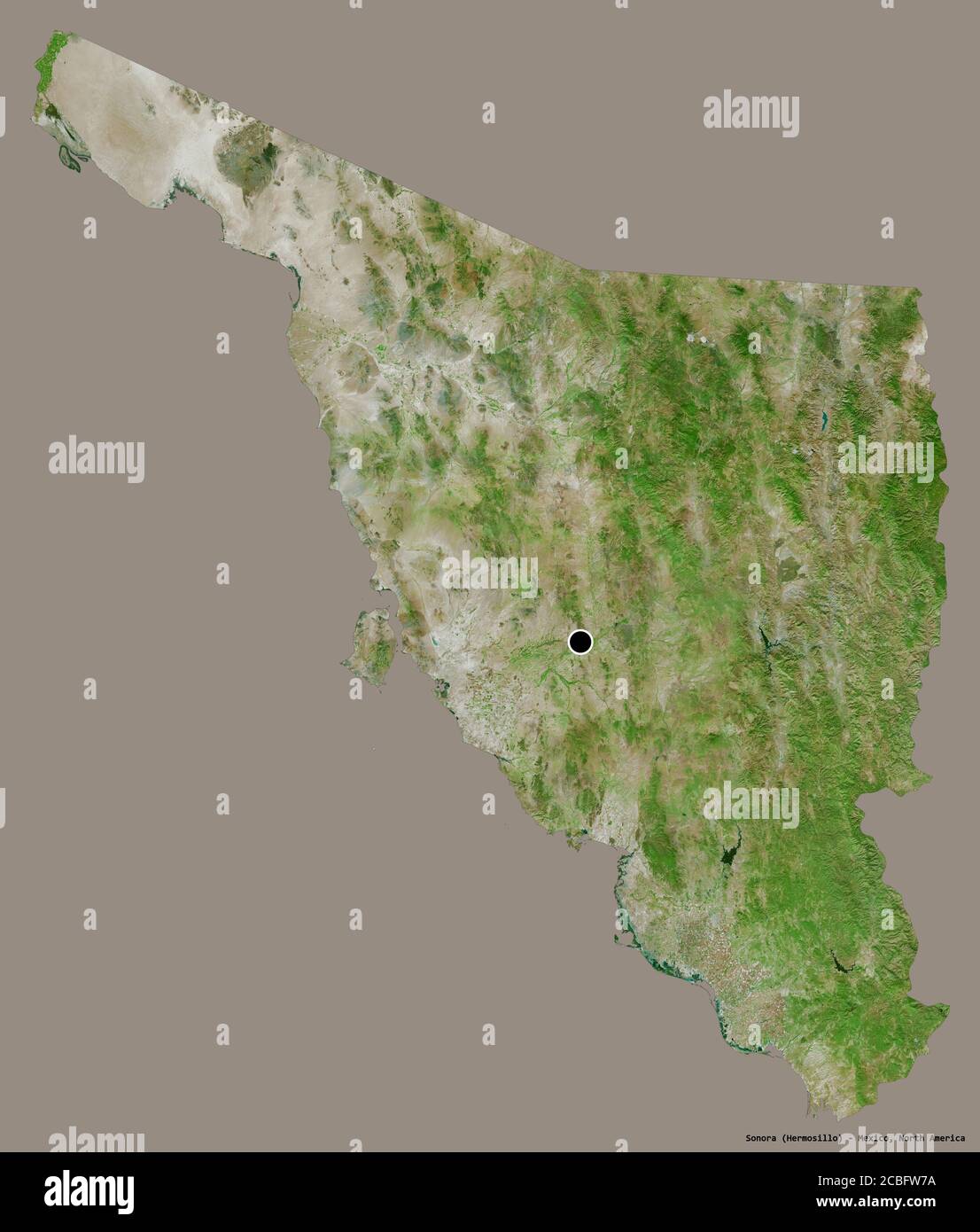 Shape of Sonora, state of Mexico, with its capital isolated on a solid ...