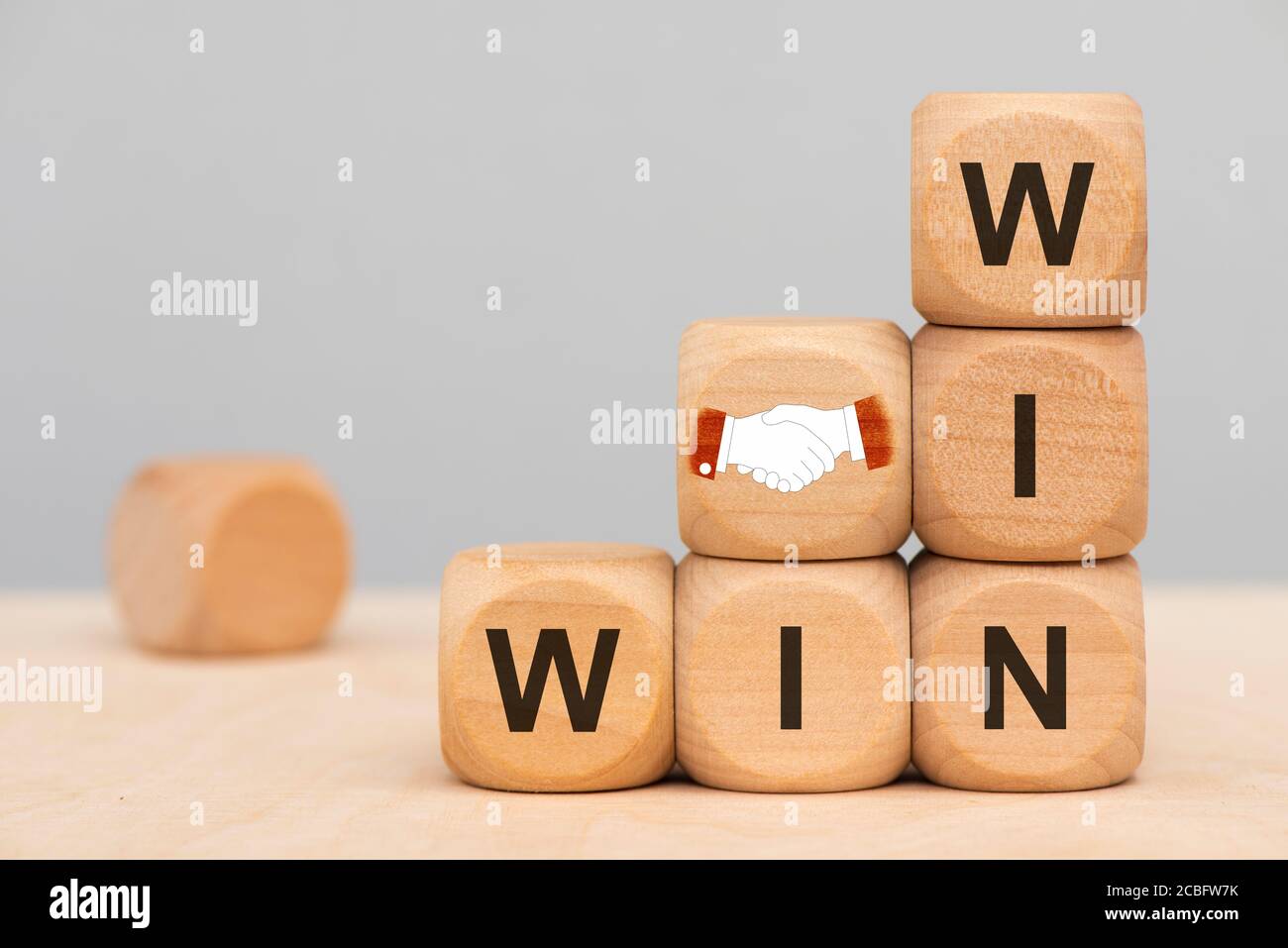 win win situation printed on wooden cubes Stock Photo - Alamy