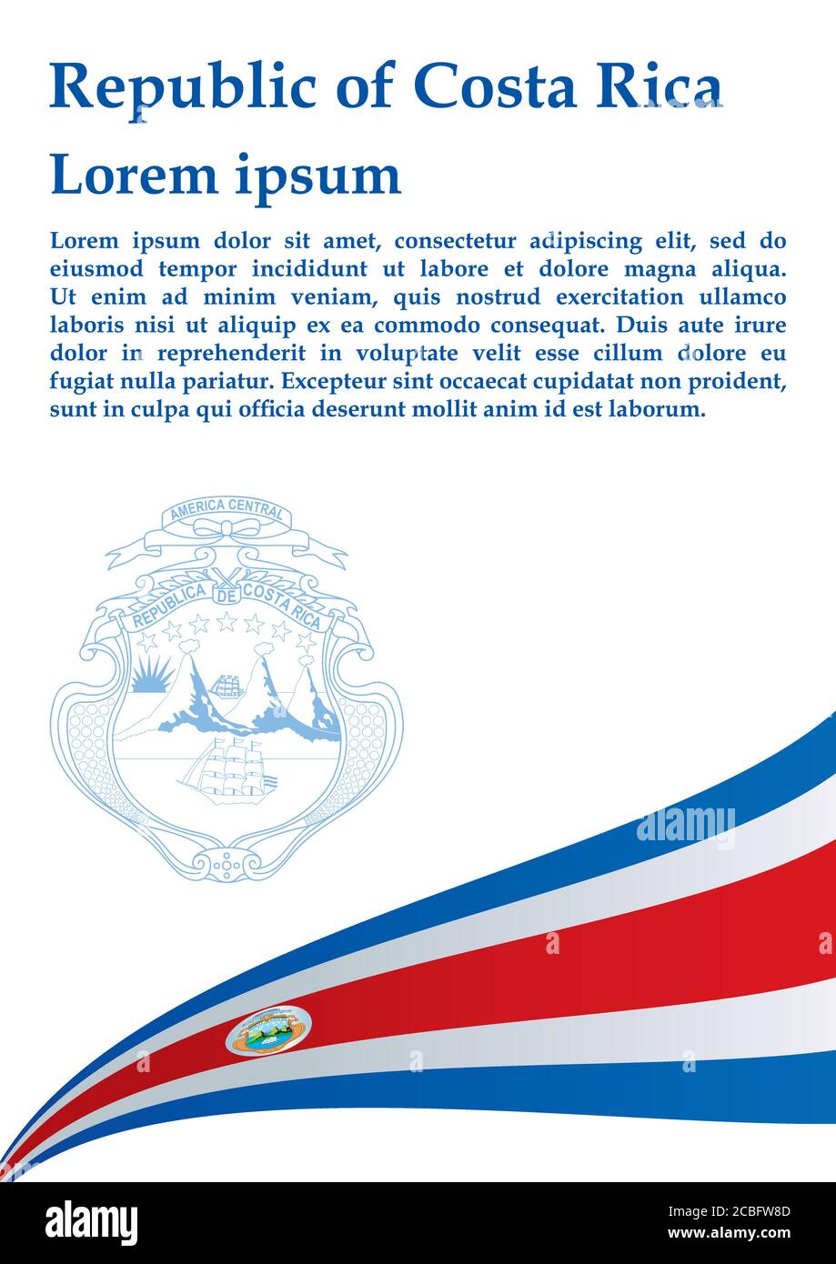 Flag of Costa Rica, Republic of Costa Rica. Template for award design ...