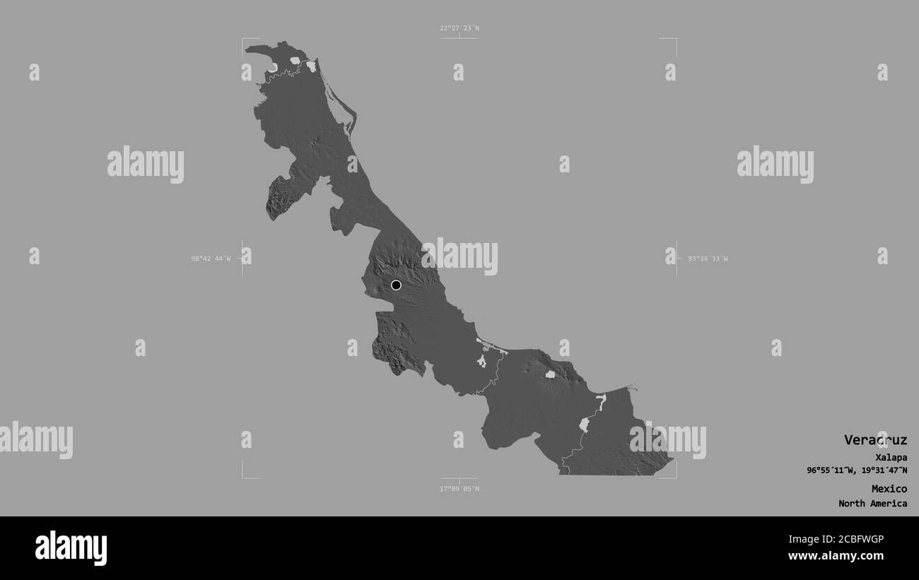 Area of Veracruz, state of Mexico, isolated on a solid background in a ...