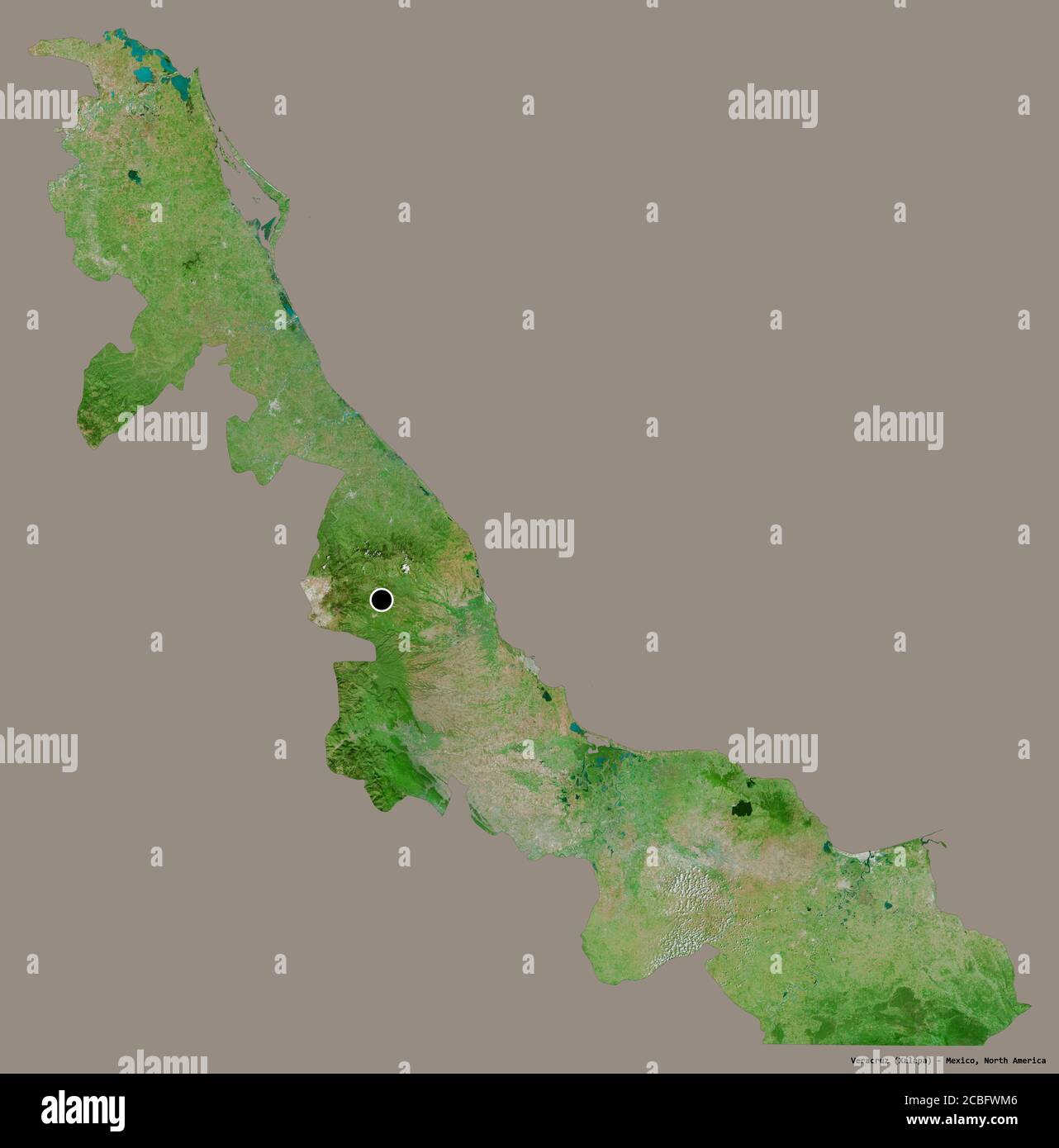 Shape of Veracruz, state of Mexico, with its capital isolated on a ...