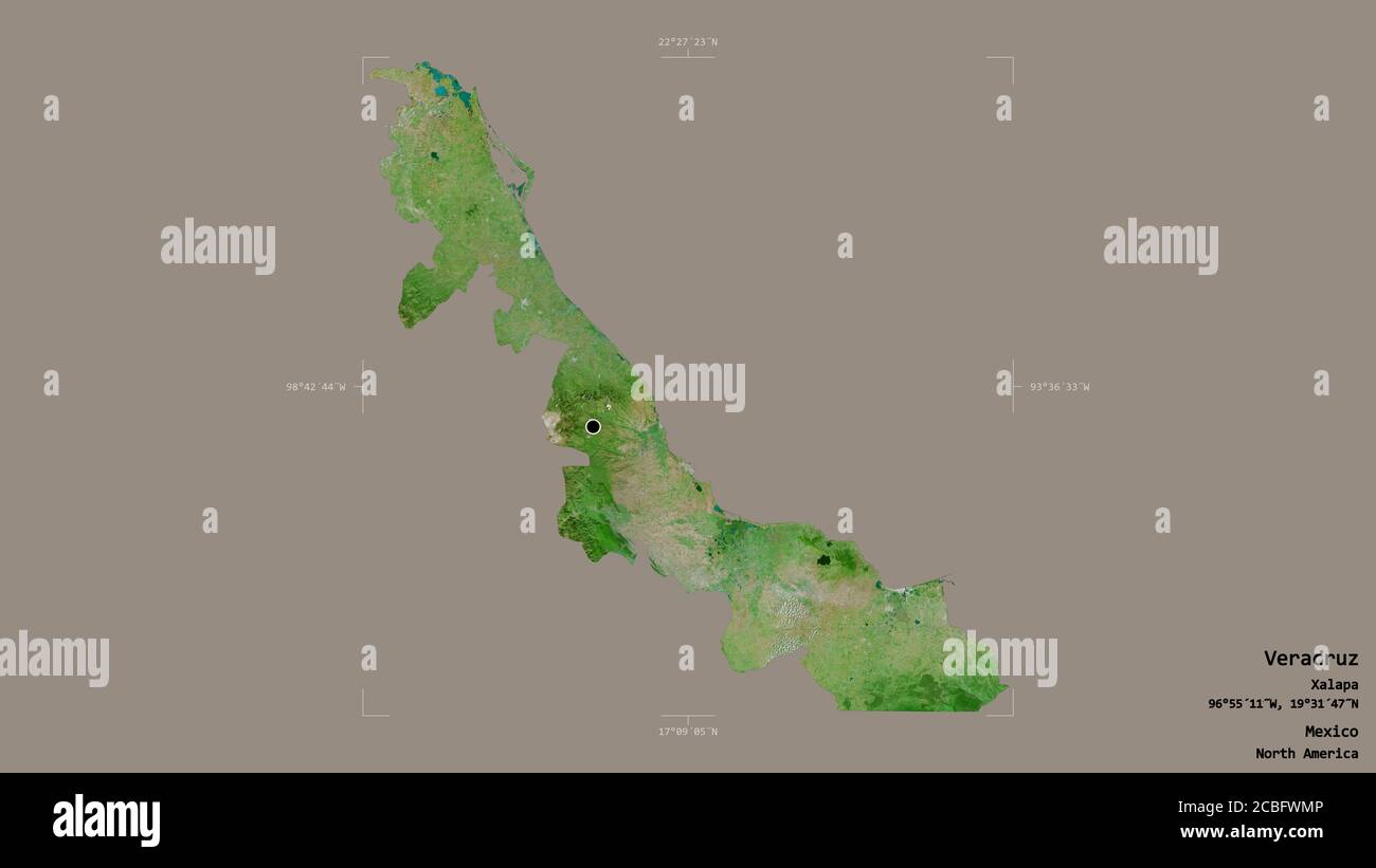 Area of Veracruz, state of Mexico, isolated on a solid background in a ...