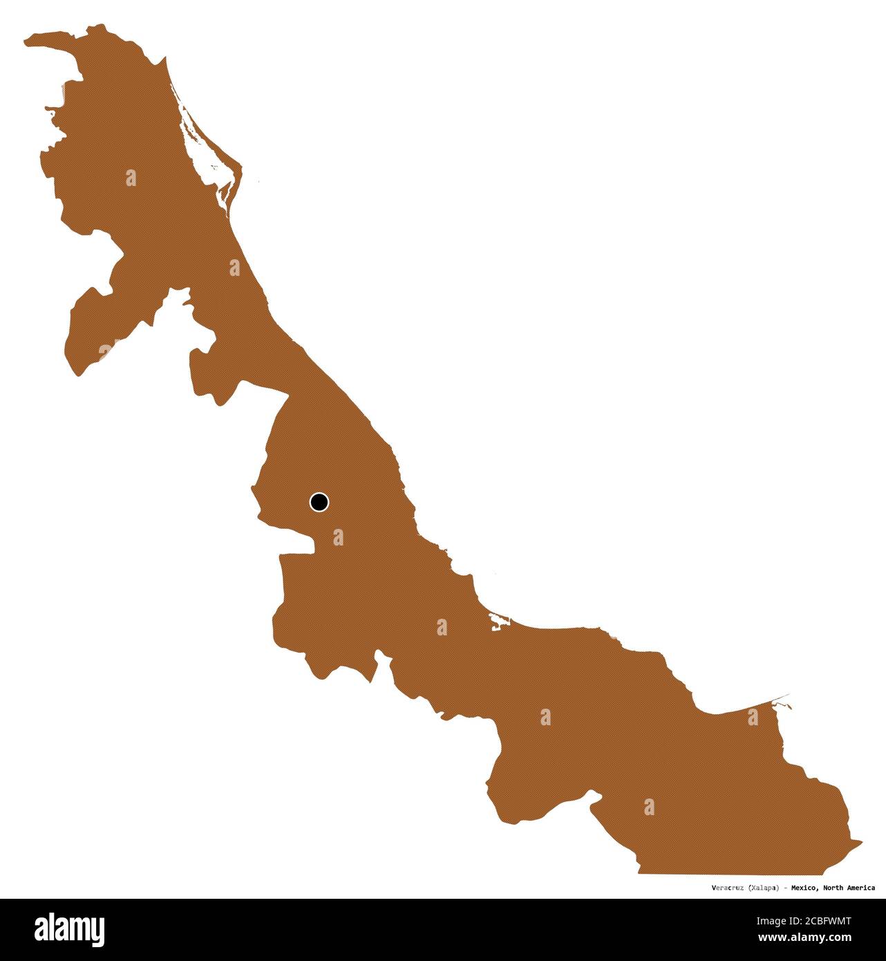 Shape of Veracruz, state of Mexico, with its capital isolated on white ...