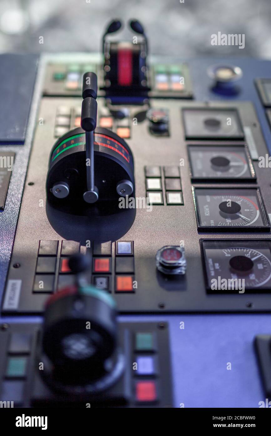 NOSS HEAD LIGHTHOUSE, SCOTLAND - 2016 MAY 21. Bridge ship equipment of ...