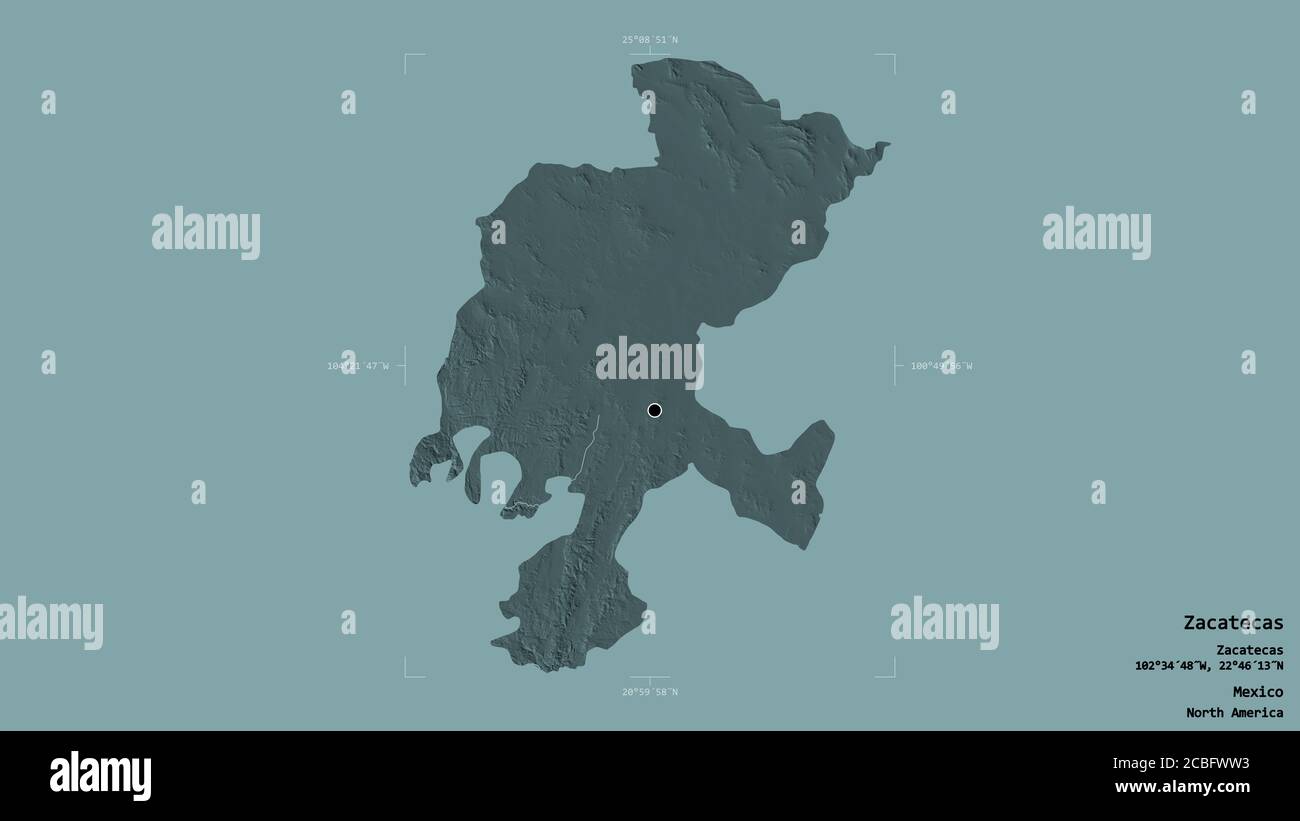 Area of Zacatecas, state of Mexico, isolated on a solid background in a ...