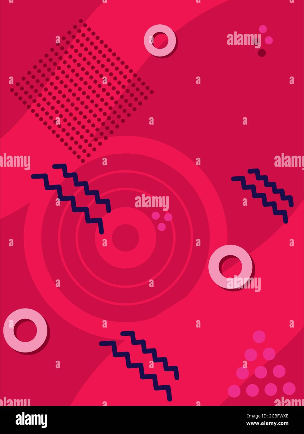 red background with abstract shapes over white background, colorful ...