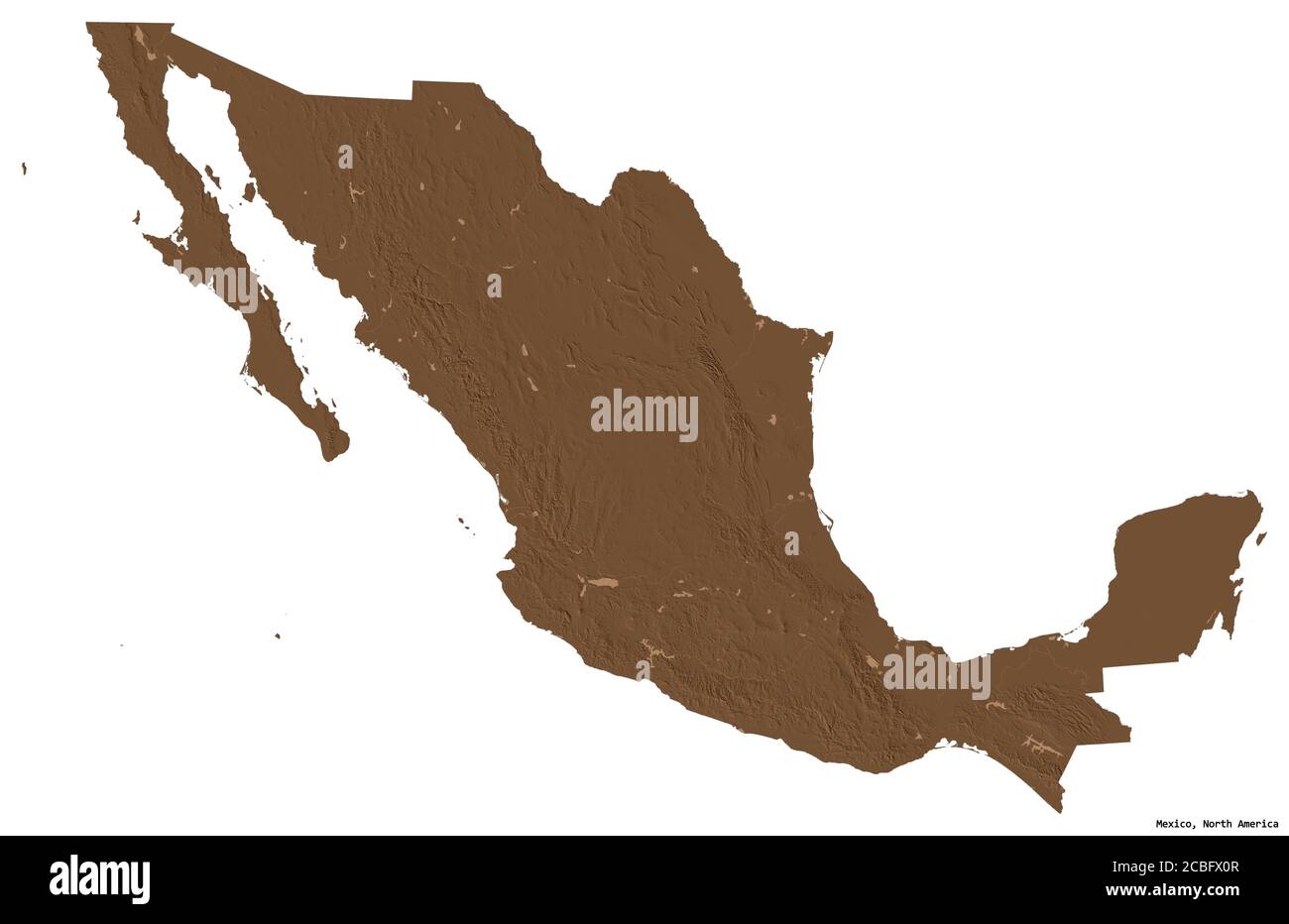 Shape of Mexico with its capital isolated on white background. Colored ...