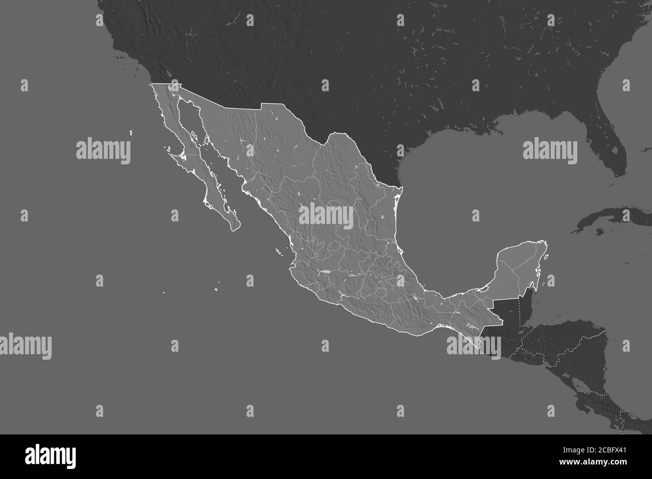 Shape of Mexico separated by the desaturation of neighboring areas ...