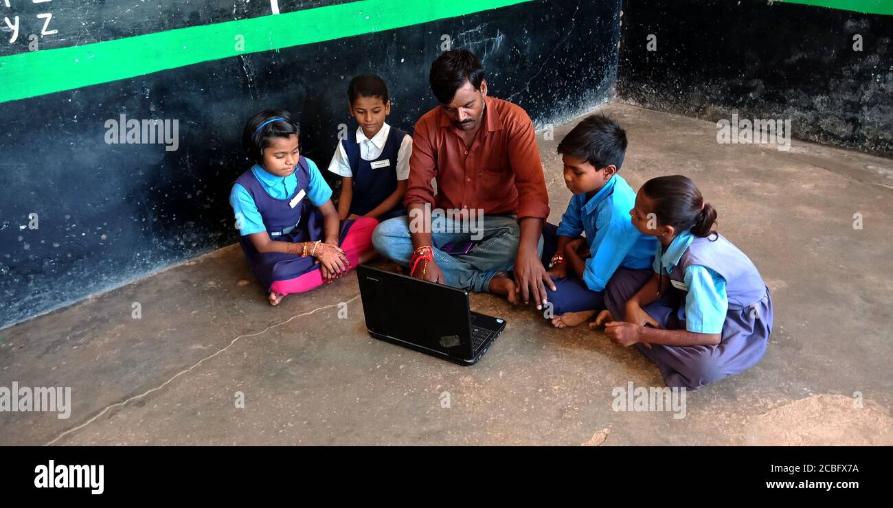 DISTRICT KATNI, INDIA - AUGUST 20, 2019: Indian government school kids ...