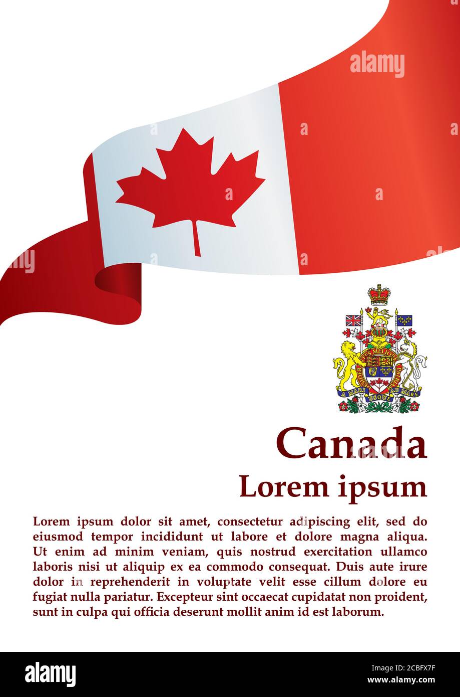 Flag of Canada, template for award design, an official document with ...